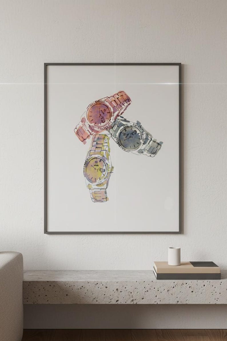 Luxury Watch Illustration Poster | Elegant Timepiece Art Print ...