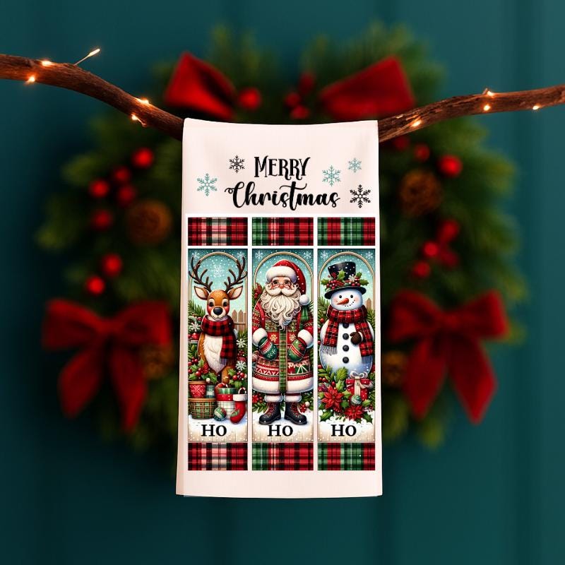 Merry Christmas Tea Towel PNG - Holiday Kitchen Hand Towel Sublimation ...