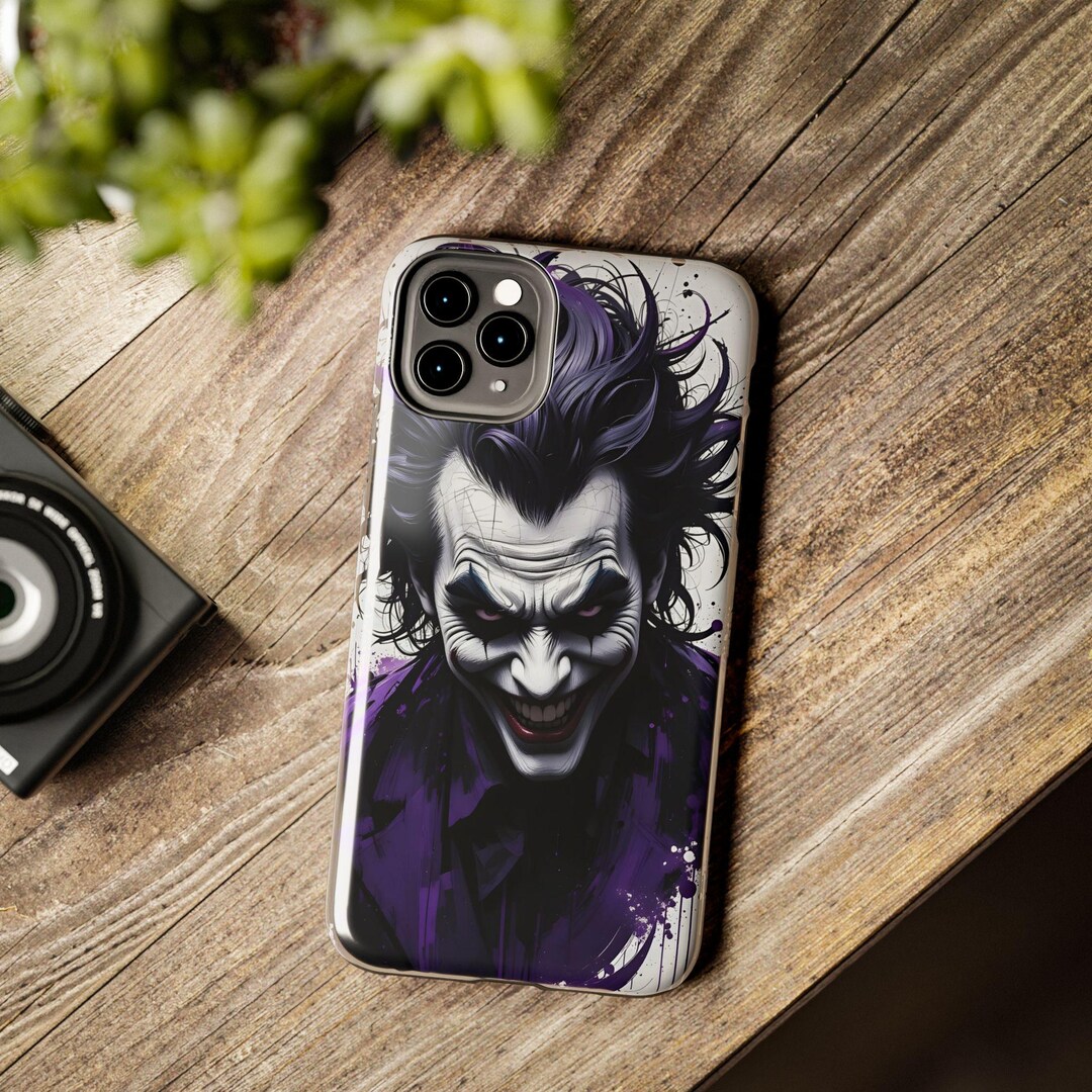 Grinning Joker Illustration Phone Case | Dark Comic Villain, Purple ...