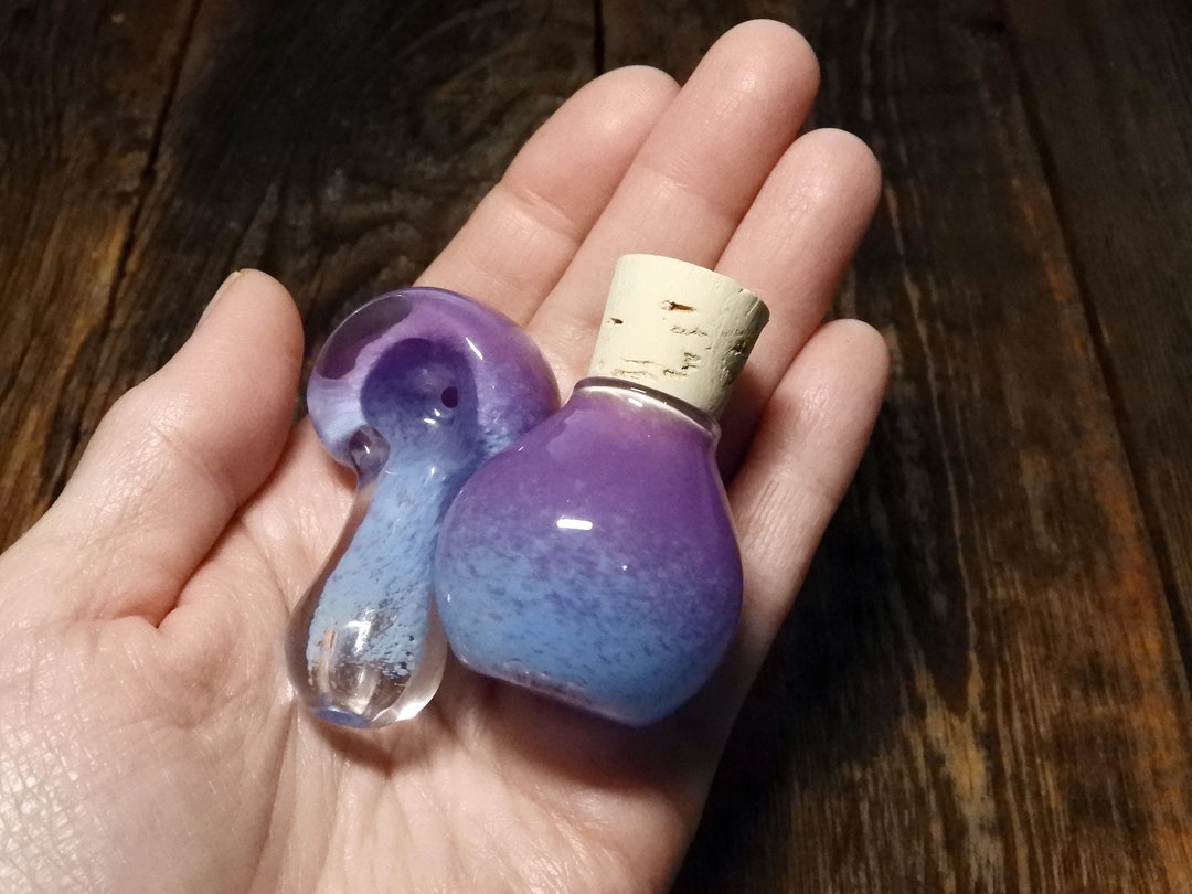 Micro Glass Pipe and Stashjar Set, Tiny Pipe for Smoking, Cork Jar ...