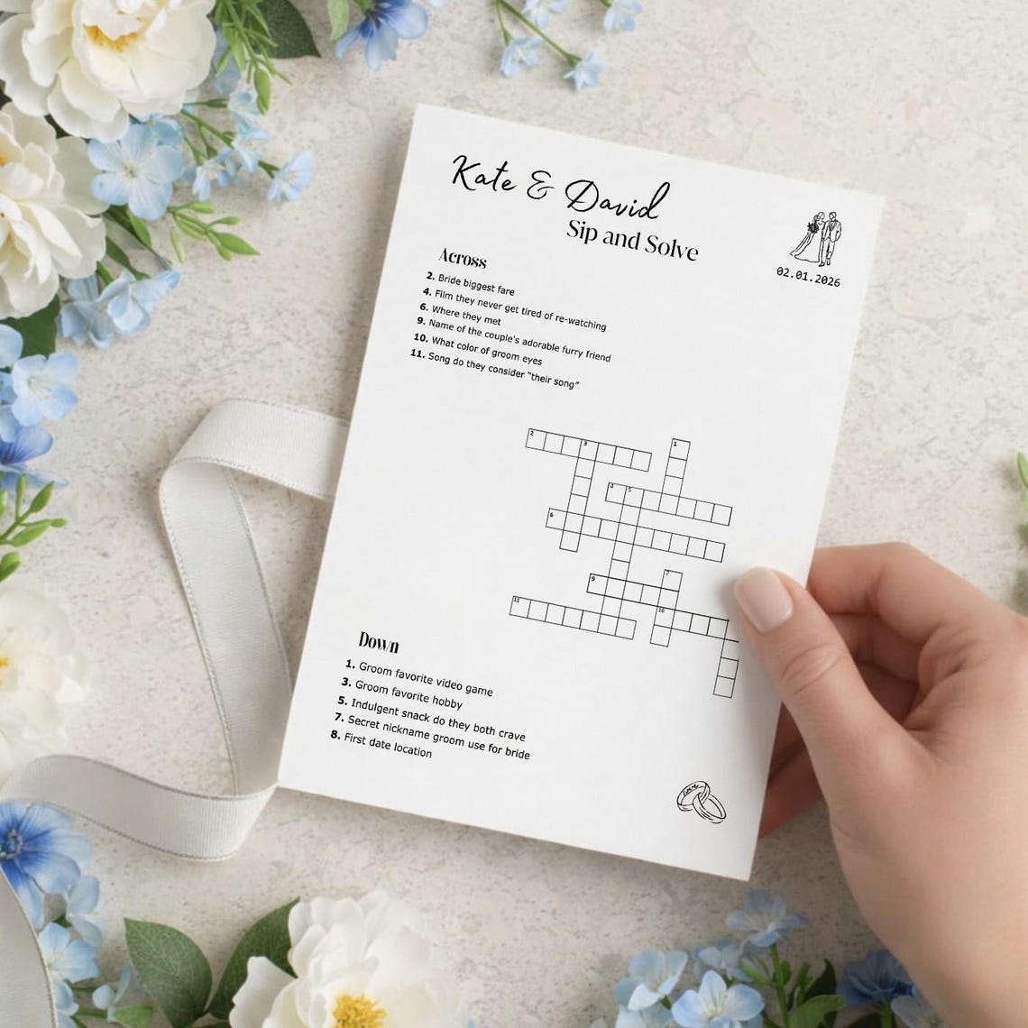 Custom Wedding Crossword Puzzle | Sip & Solve Wedding Table Games ...