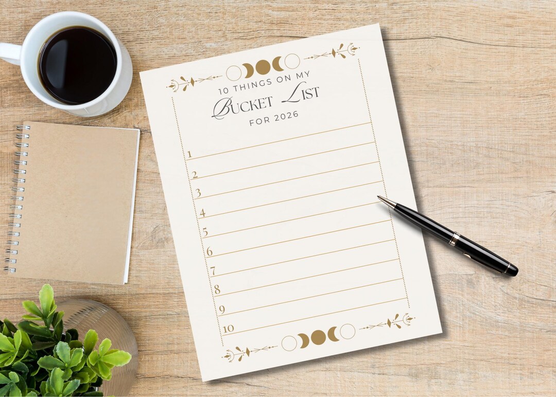 10 Things on My Bucket List for 2026 | Minimalist Design | Printable ...