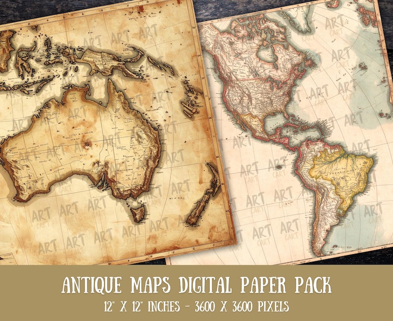 Antique World Maps Digital Paper | Vintage Map Textures | Printable ...