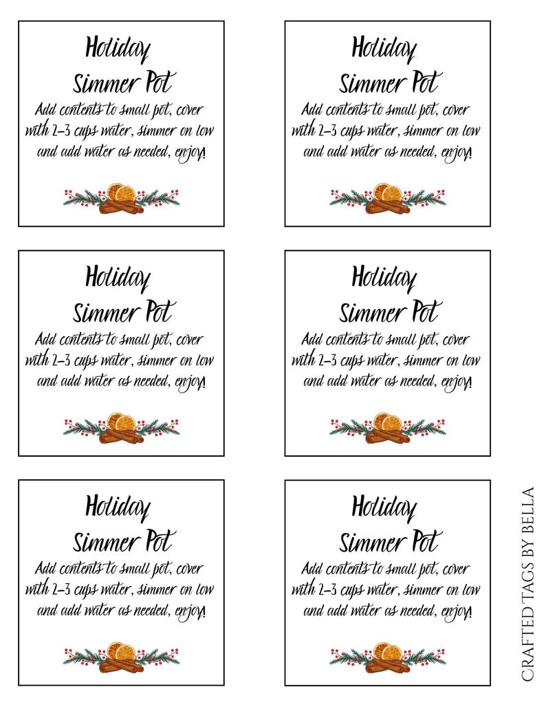 Holiday Simmer Pot Tags - Etsy