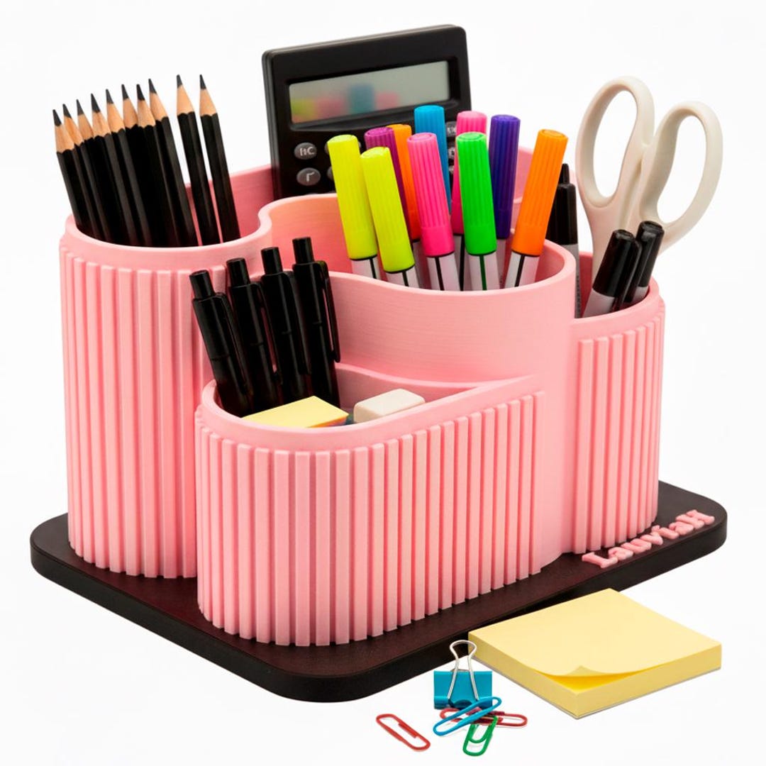 Pink Wave Desk Organizer, 3D Printed Multi-section Pen Holder - Etsy