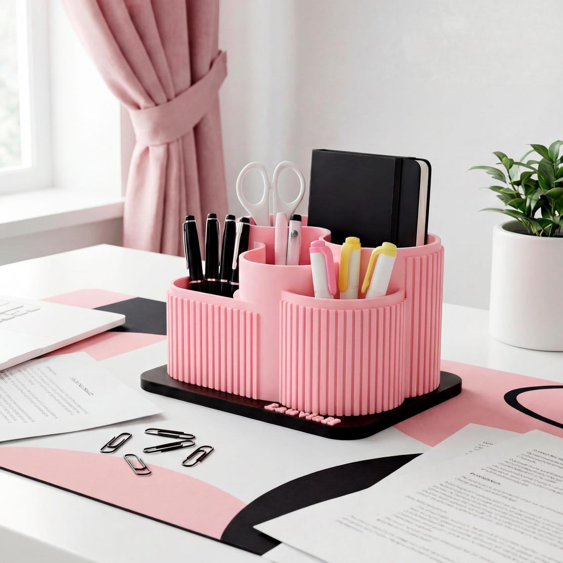 Pink Wave Desk Organizer, 3D Printed Multi-section Pen Holder - Etsy