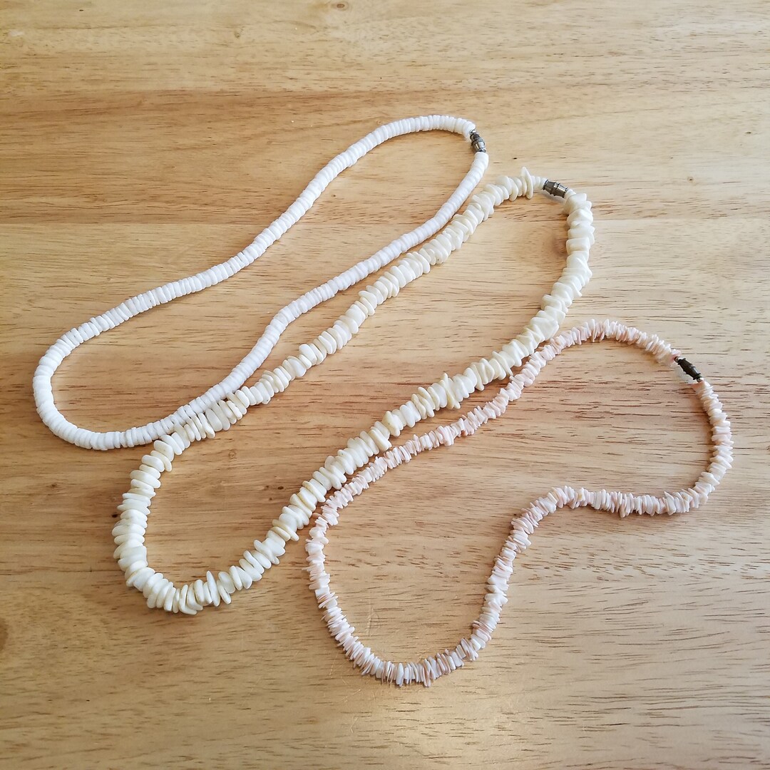 Three Vintage Shell Necklaces, Vintage Handmade Necklace Lot, Boho ...