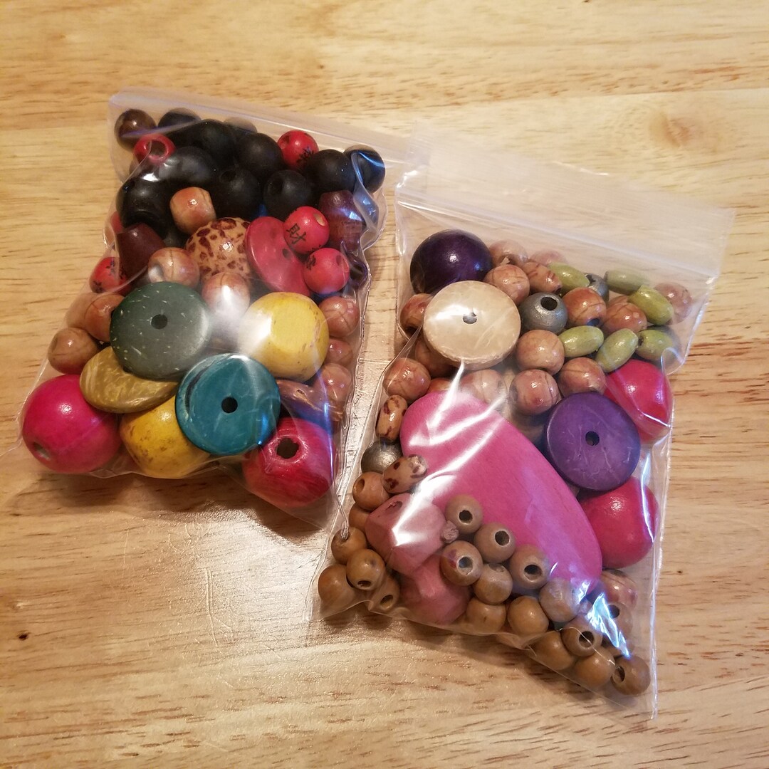 One Wood Bead Lot, Wooden Bead Mix, Ecofriendly Beads Salvaged From ...