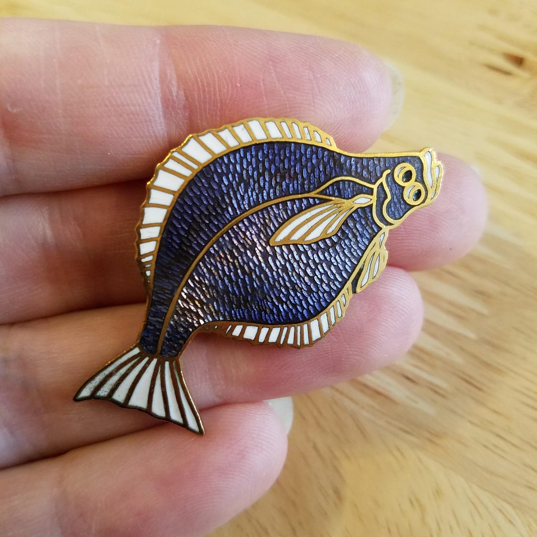Vintage Cloisonne Halibut Brooch by Mary Croxton, Cloisonne Brooch ...