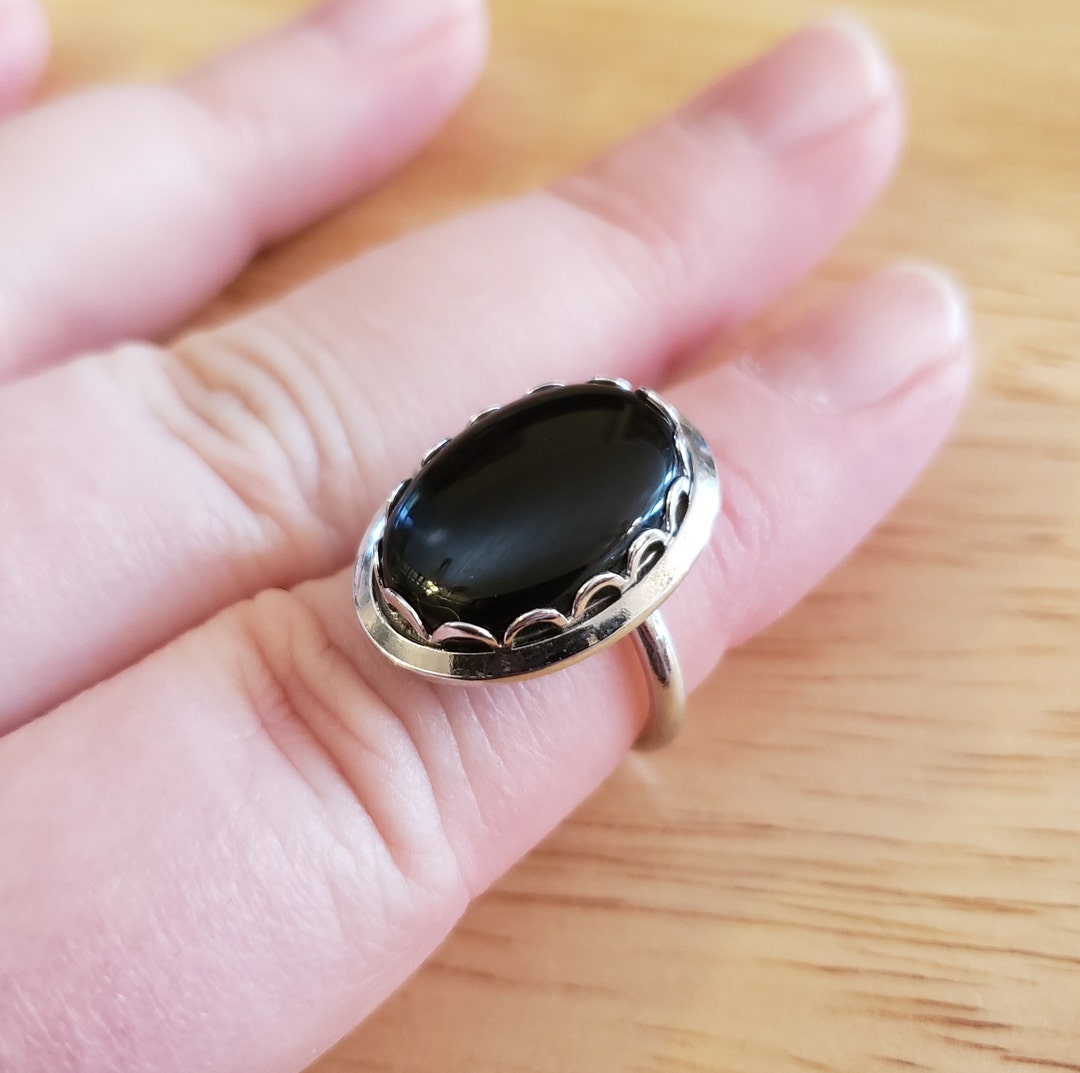 Vintage Emmons Ring, Size 6.5 Adjustable Ring, Silver Tone With Faux ...