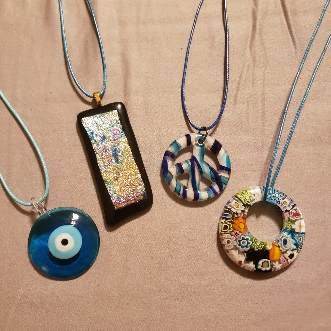 One Handmade Upcycled Necklace Made From Broken Jewelry, Glass Pendant ...