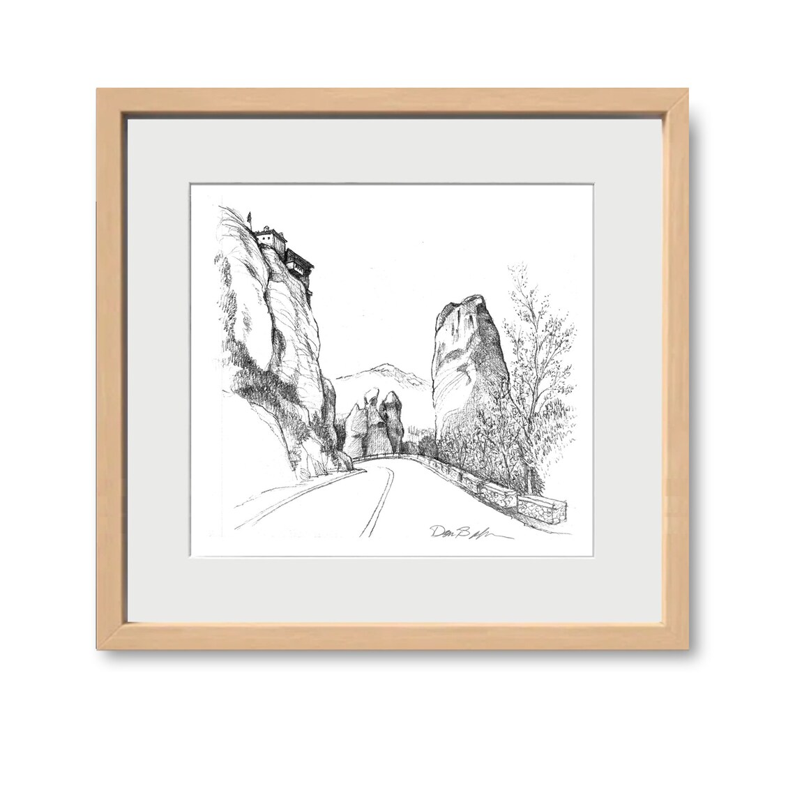 Pencil Drawing of Greek Monasteries in Meteora (a Digital File of My ...