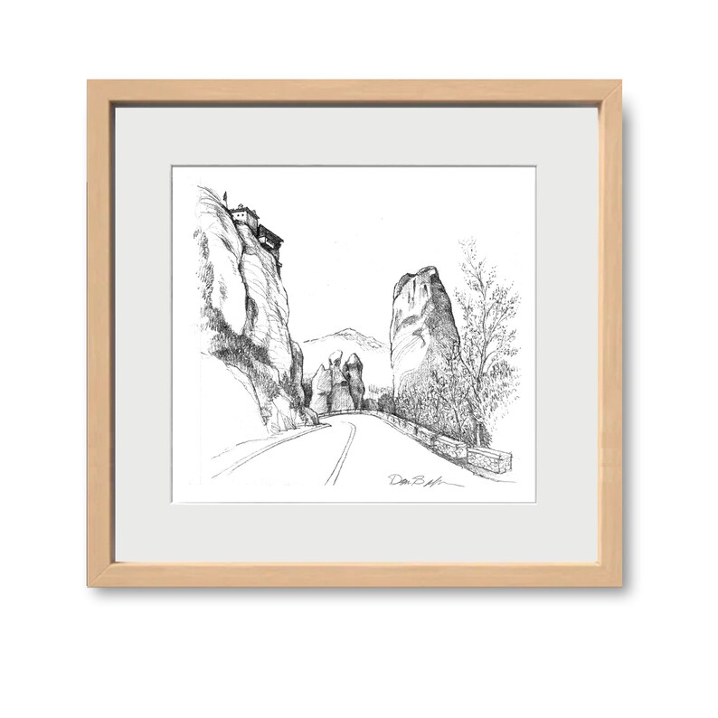 Pencil Drawing of Greek Monasteries in Meteora (a Digital File of My ...