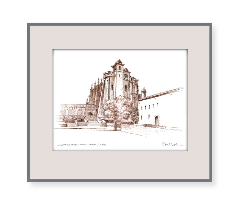 Pencil Sketch of Convento De Cristo, Knights Templar in Tomar, Portugal ...