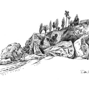 Pencil Sketch of the Beach and Cliffs in Nerja, Spain (this is a ...