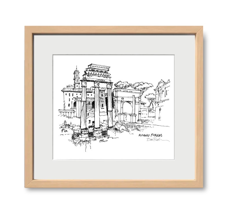 Roman Forum, Rome, Italy Pen and Ink Sketch (a Digital File of My ...