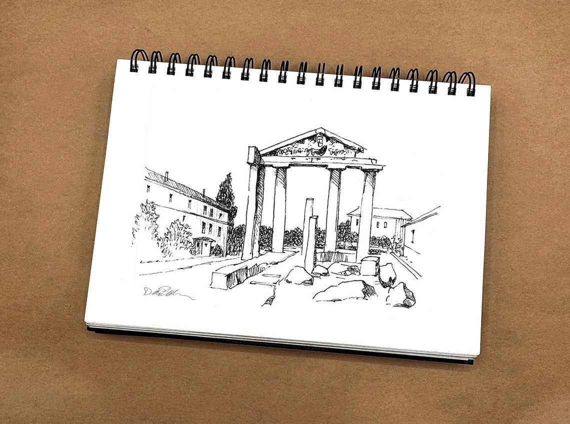Pen and Ink Drawing of Athens Ruins (a Digital File of My Original ...