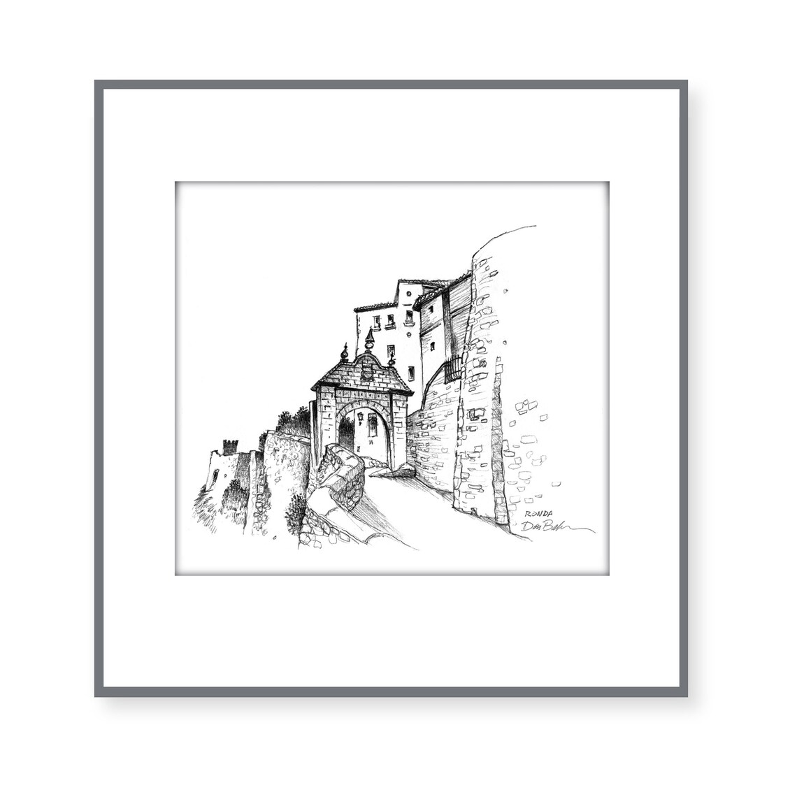 Pencil Sketch of Ronda, Spain (this is a Digital File of My Original ...