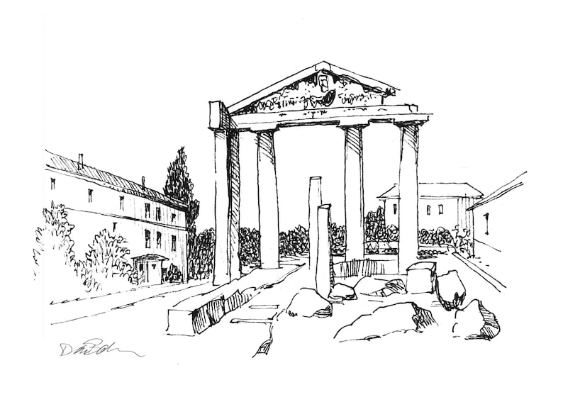 Pen and Ink Drawing of Athens Ruins (a Digital File of My Original ...