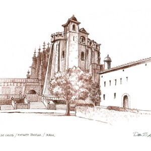 Pencil Sketch of Convento De Cristo, Knights Templar in Tomar, Portugal ...