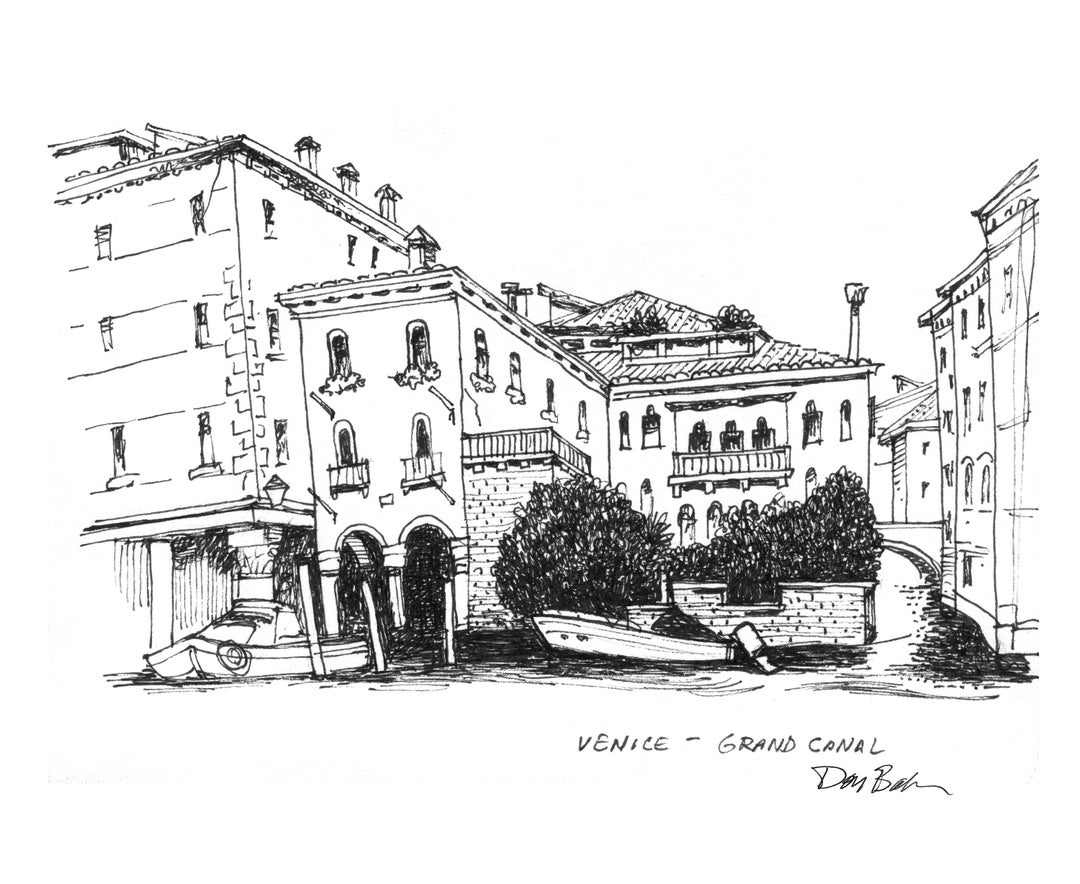Pen and Ink Drawing of Venice, Italy and the Grand Canal (this is a ...