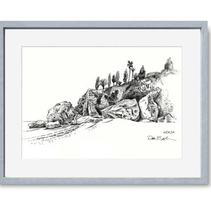 Pencil Sketch of the Beach and Cliffs in Nerja, Spain (this is a ...