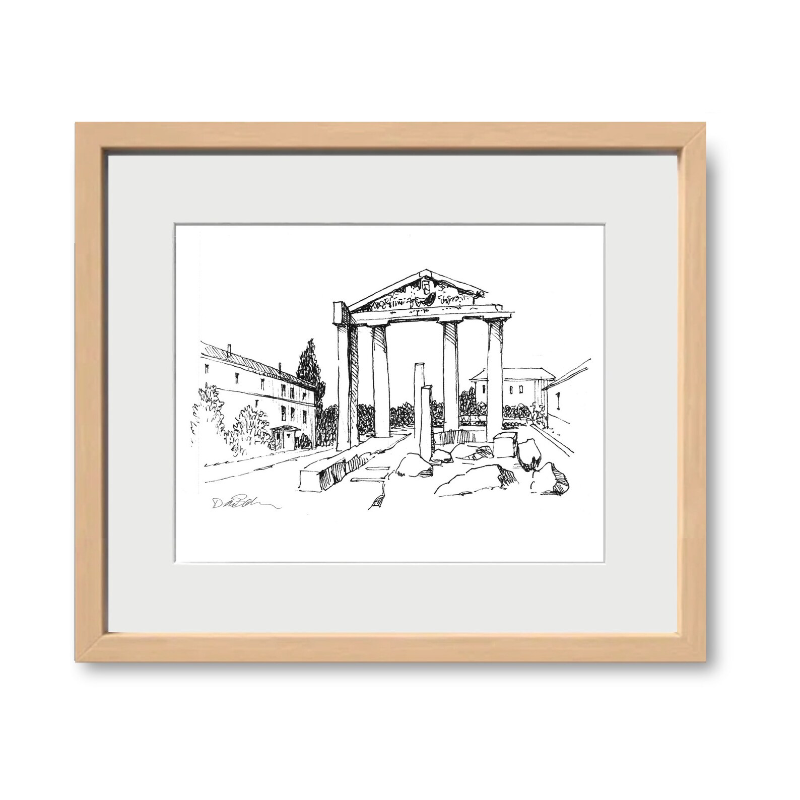 Pen and Ink Drawing of Athens Ruins (a Digital File of My Original ...