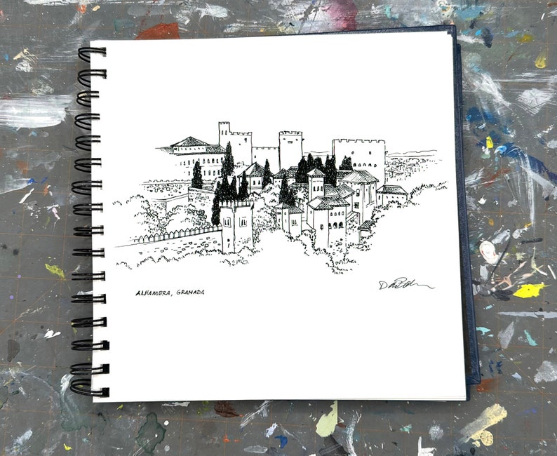 Pen and Ink Sketch of the Alhambra in Granada, Spain (this is a Digital ...