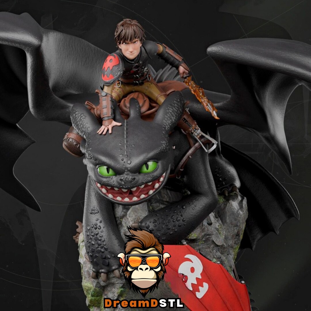 Hiccup & Toothless 3D Model | How to Train Your Dragon STL File - Etsy ...
