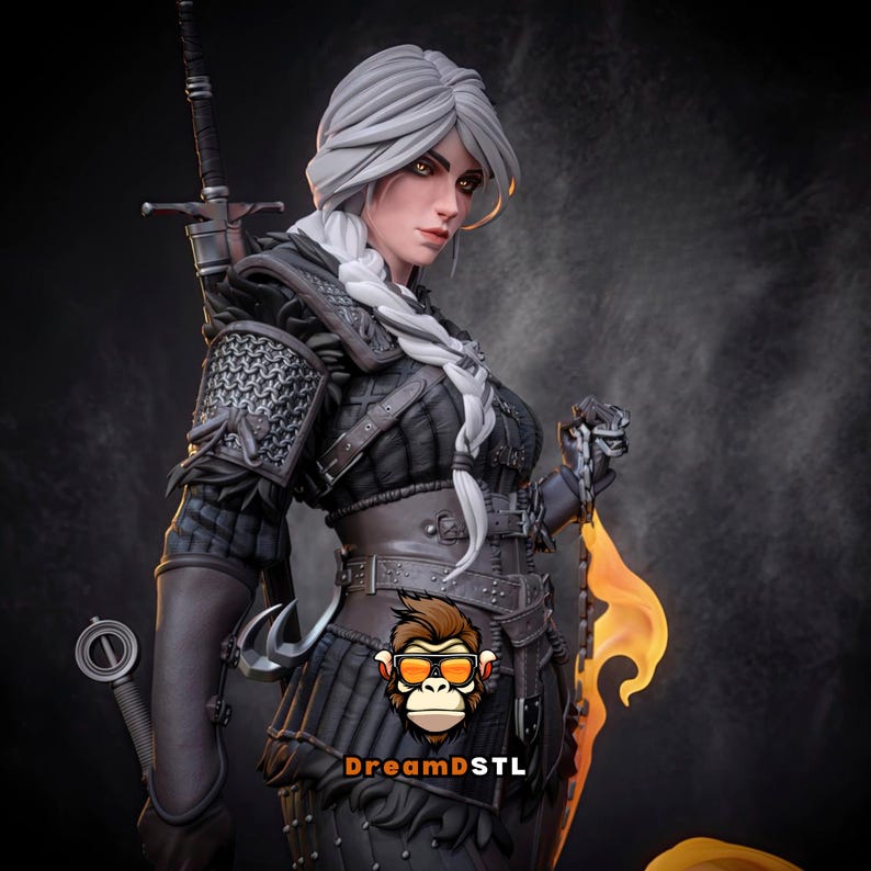 Ciri STL | the Witcher 3D Model | Ashen Haired Warrior | Magic & Sword ...