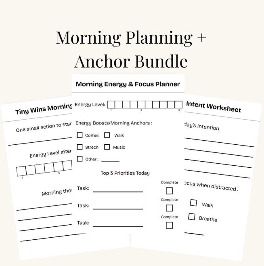 Morning Planning + Anchor Bundle | Daily Productivity & Energy ...