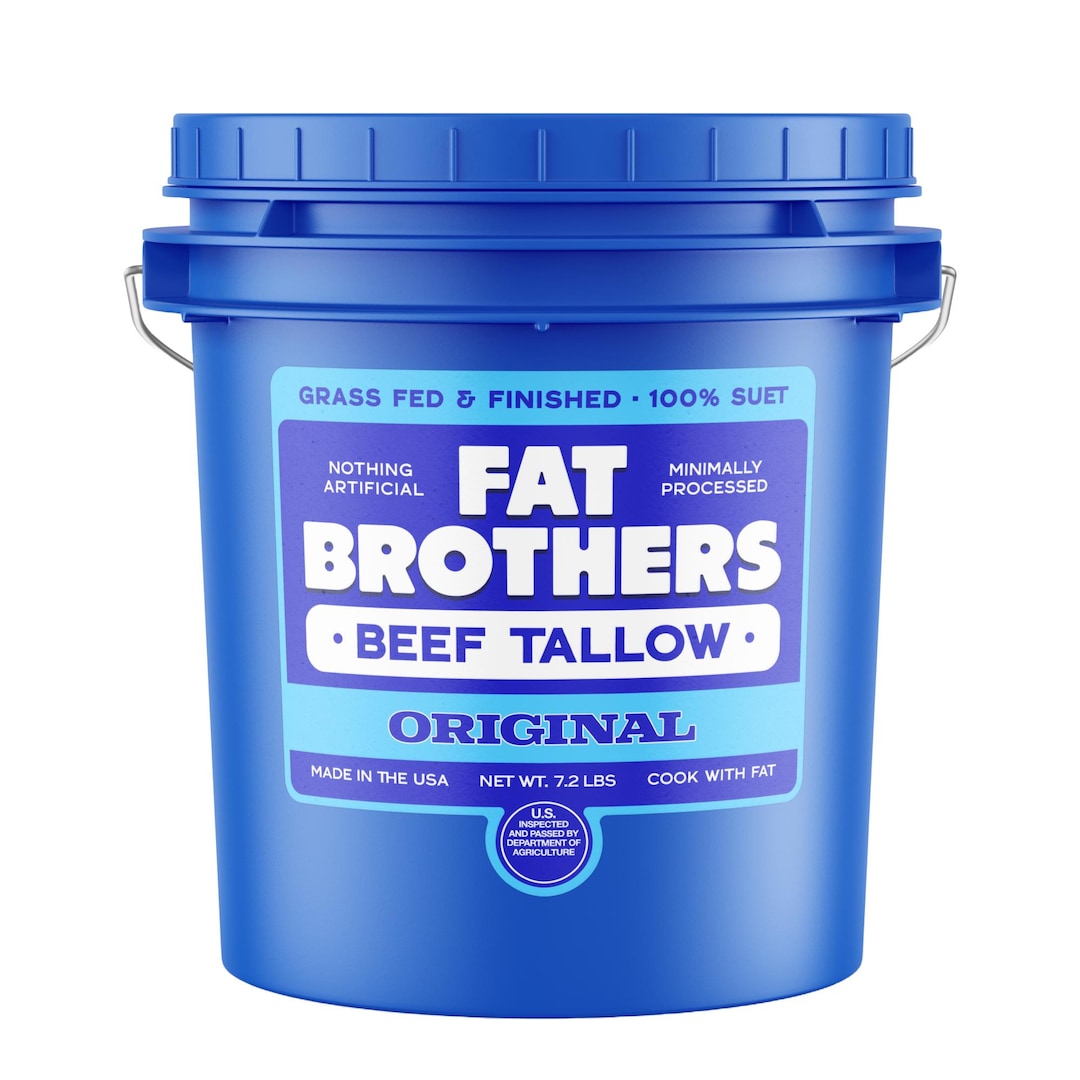 FAT BROTHERS - Grass Fed & Finished Beef Tallow - 100% Suet - 7.2 LB ...