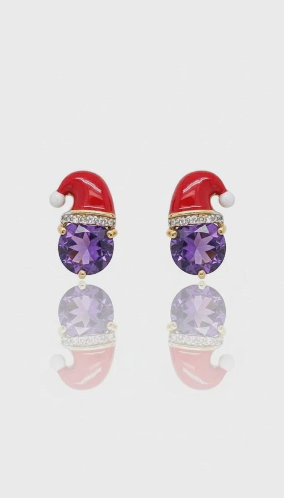 Your Choice of Gemstones Santa Earrings in Gold Plated Sterling Silver ...
