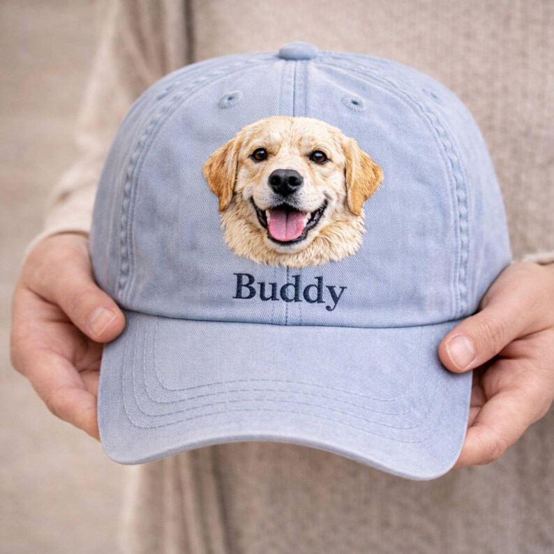Custom Embroidered Pet Portrait Hat From Your Photo | Personalized Dog ...
