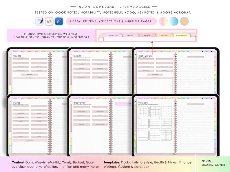 Ultimate Digital Planner Bundle 2026-2027 + Undated | Hyperlinked iPad ...