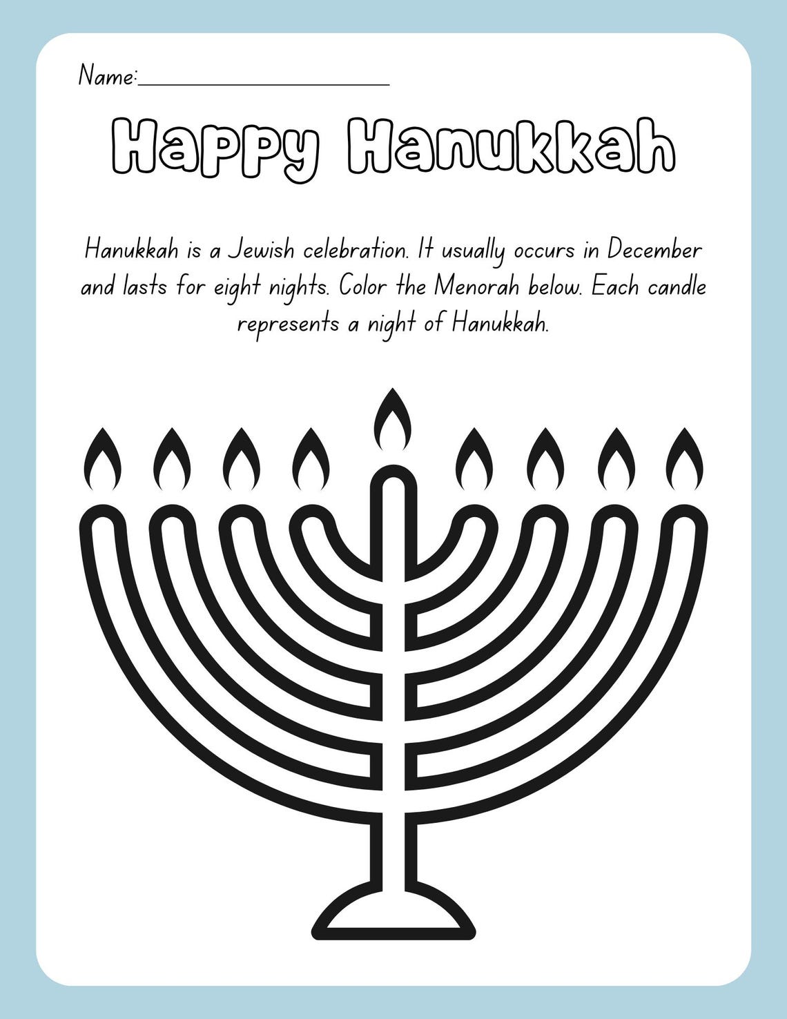Hanukkah Coloring Pages | Color & Count | Menorah Coloring Sheet ...