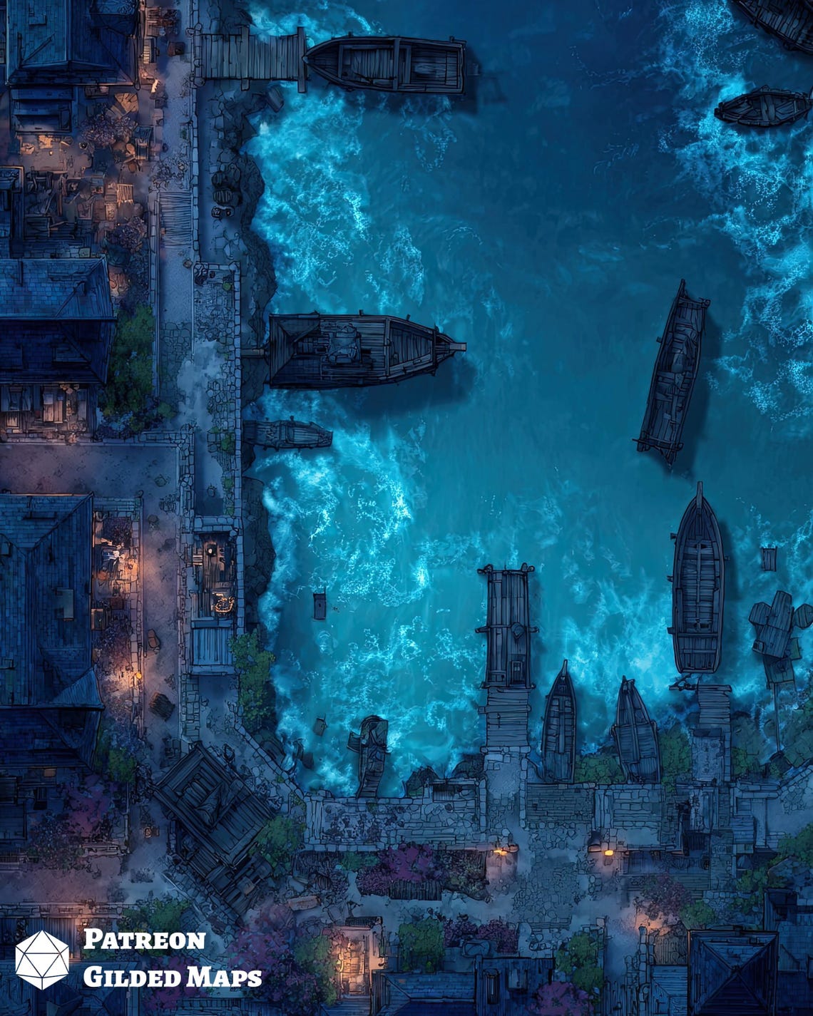 Docks Battlemap, Dungeons and Dragons, Dnd Battlemap, Roll20, Foundry ...