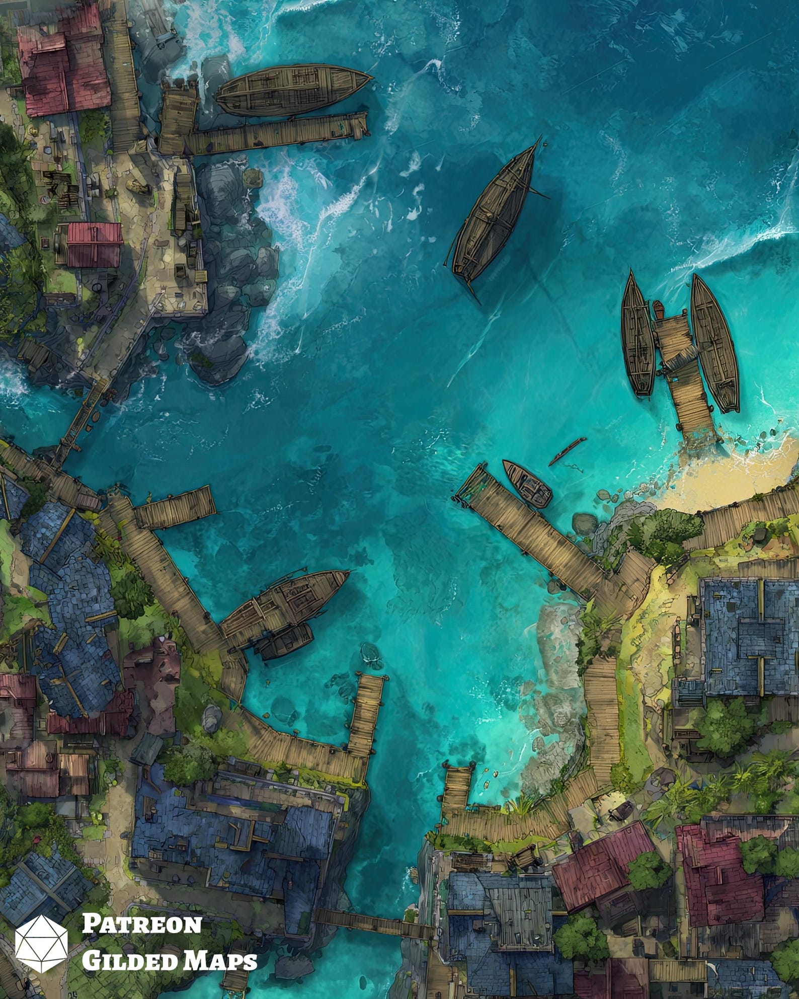 Docks Battlemap, Dungeons and Dragons, Dnd Battlemap, Roll20, Foundry ...