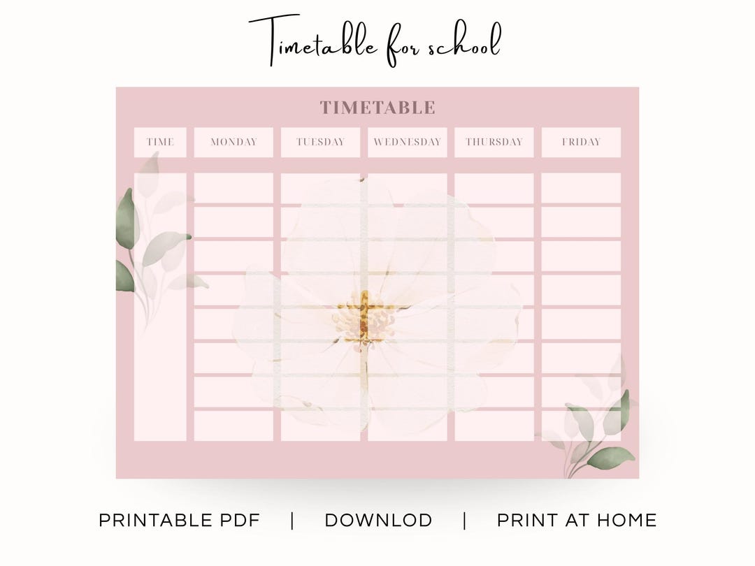 Printable School Timetable - Digital A4 & iPad Size PDF, Instant ...