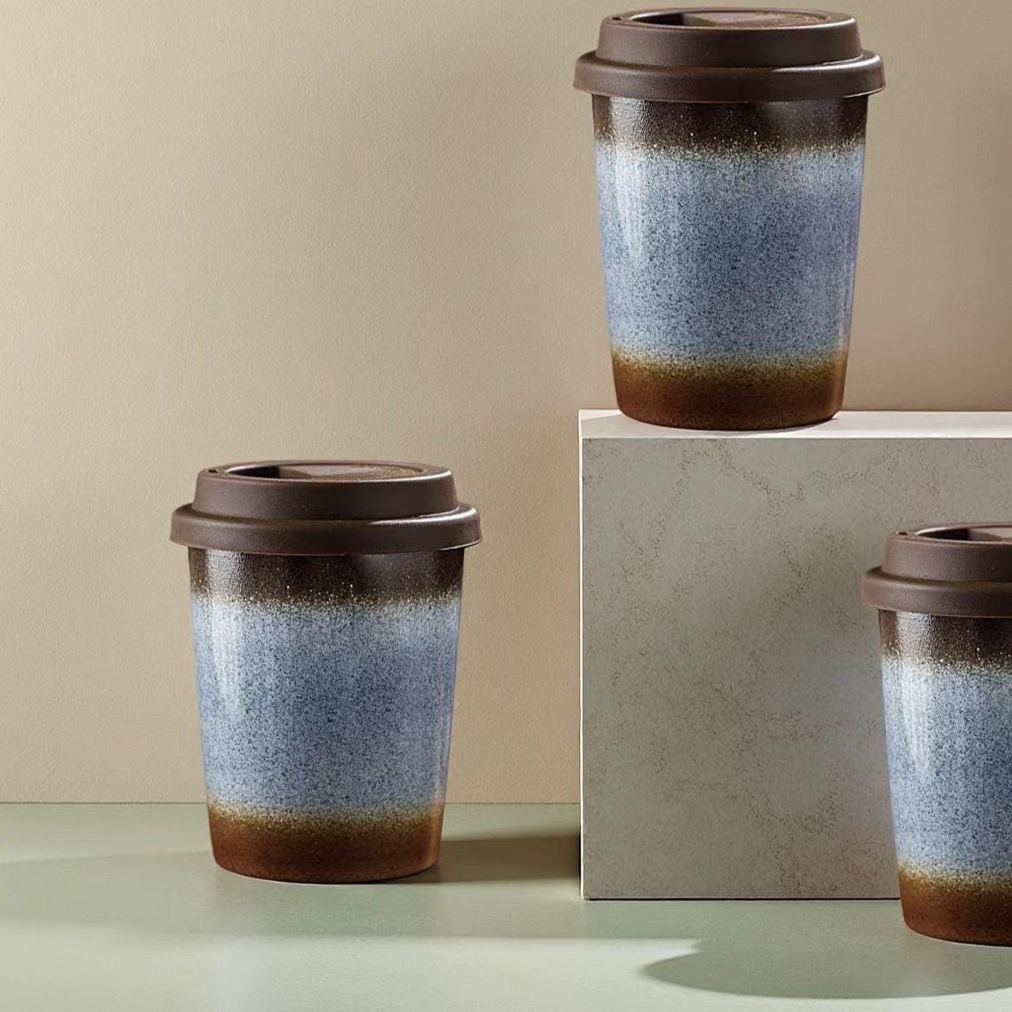 Ceramic Gradient Travel Mug With Lid – Modern Simplicity Meets Timeless ...