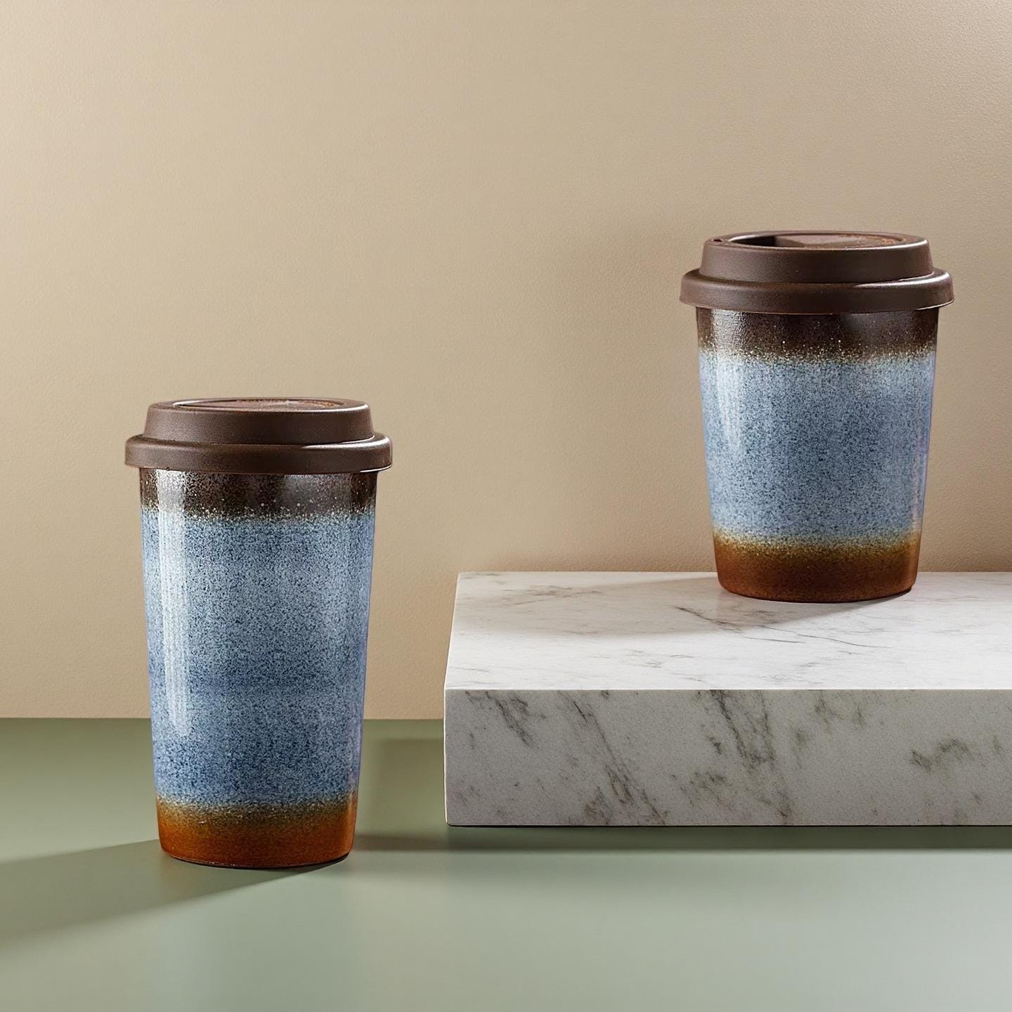 Ceramic Gradient Travel Mug With Lid – Modern Simplicity Meets Timeless ...