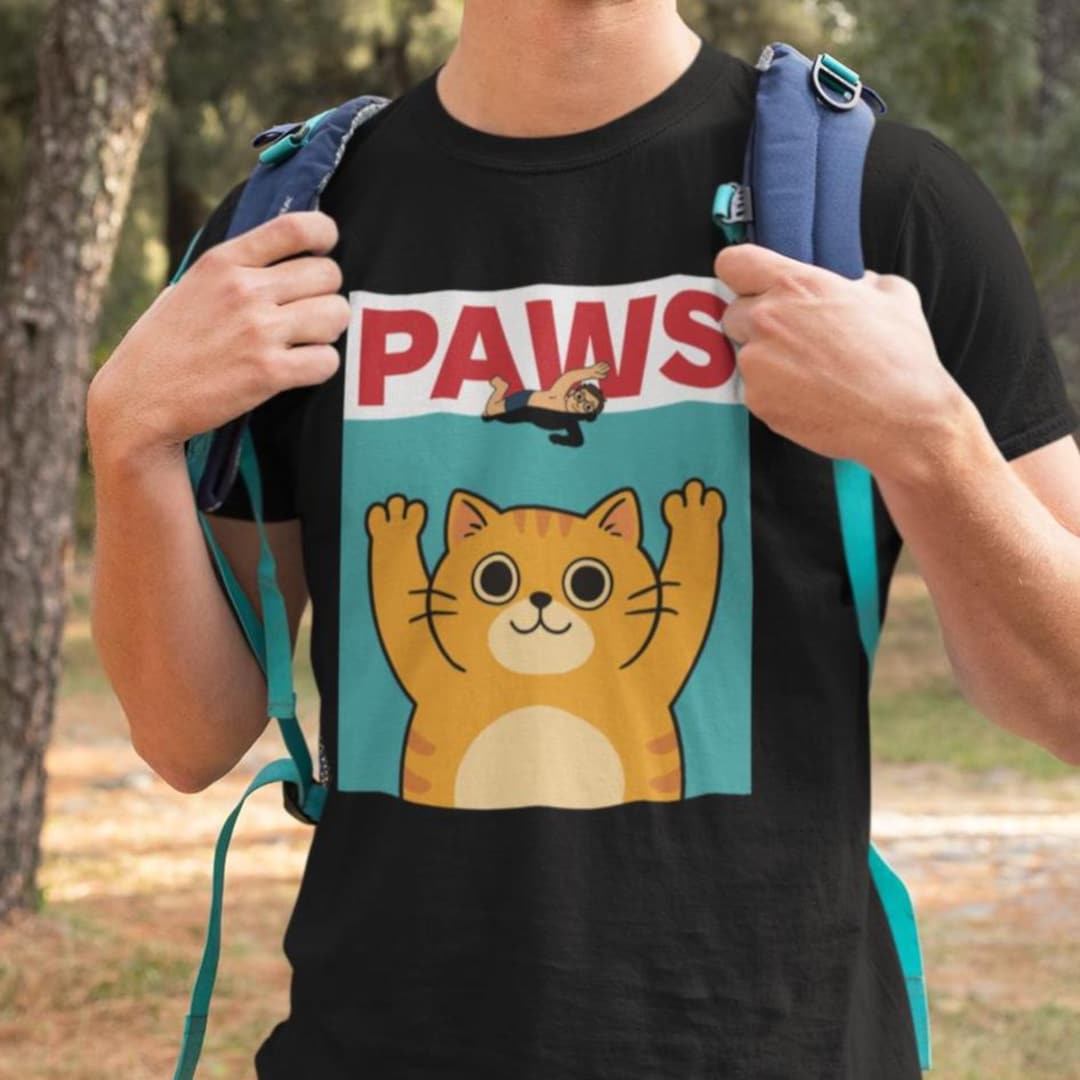Paws Jaws Parody T-shirt, Funny Cat Meme, Cat Lover Gift - Etsy