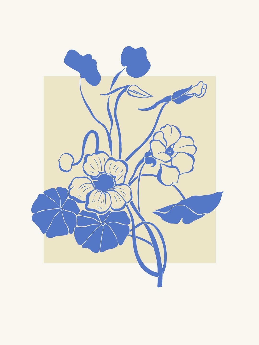 Blue Floral Poster - Etsy