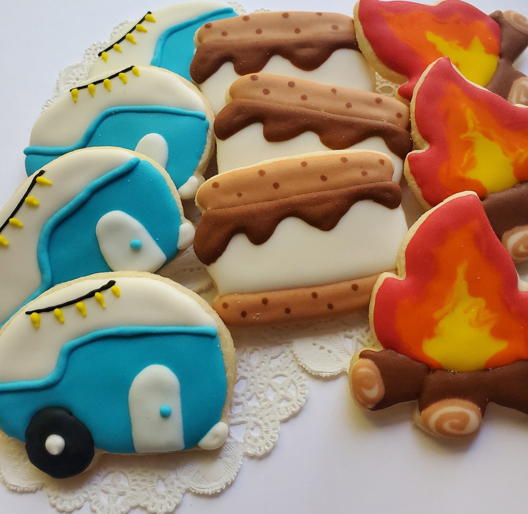 Mini Camping Cookies - Camper, Camp Fire, S'mores - 2 Dozen - Etsy