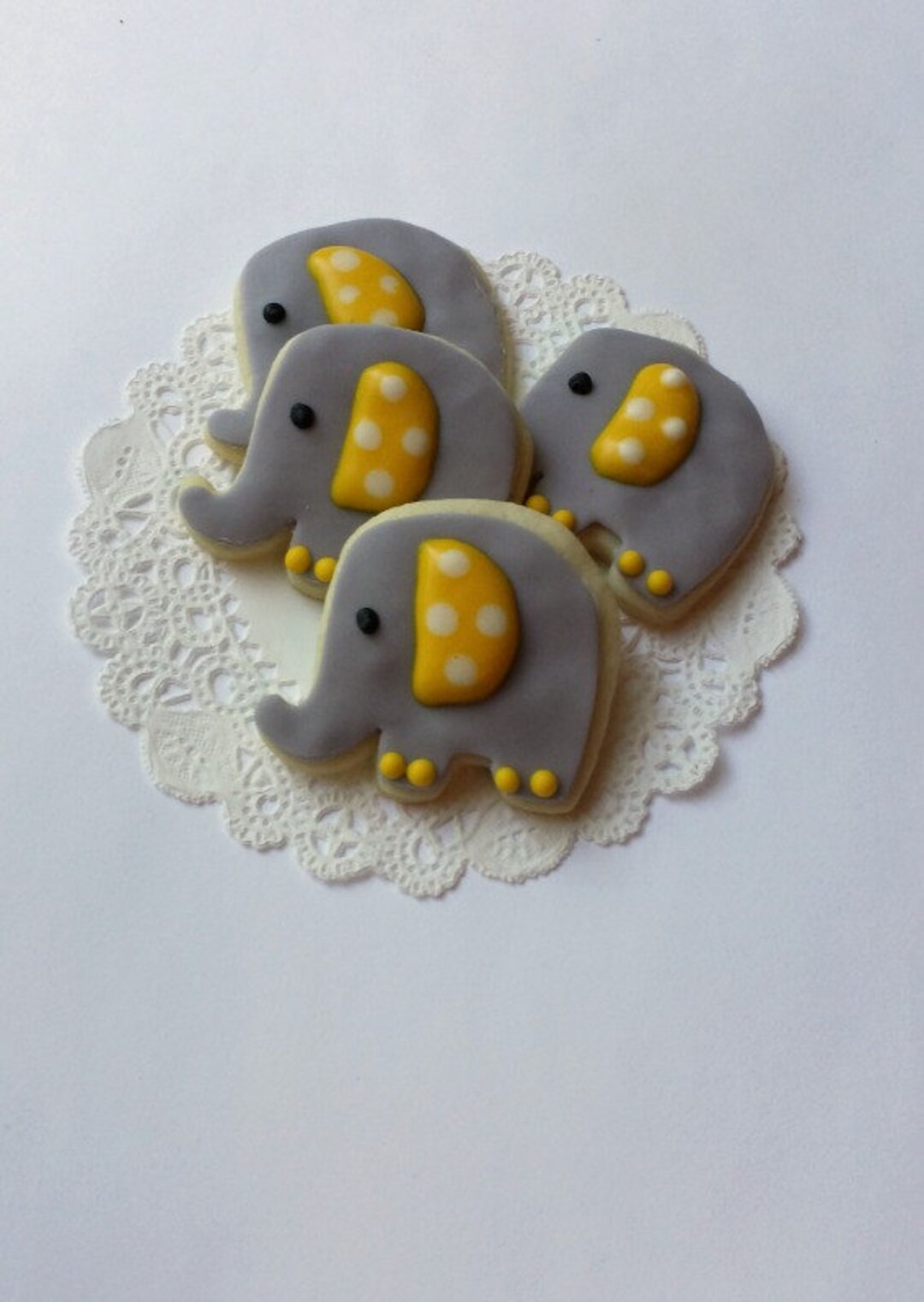 Mini Baby Elephant Sugar Cookies - Yellow and Grey Elephants - Bite ...