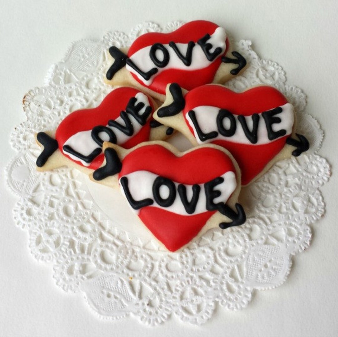 Mini Love Tattoo Heart Cookies - Mini Bites - 2 1/2 Dozen Mini Cookies ...