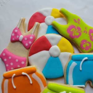 Mini Pool Party Sugar Cookies Beach Party Swim Suit Beach Ball 2 1/2 ...