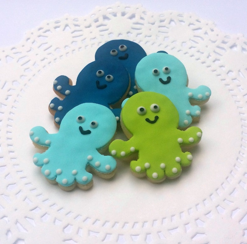 Octopus Sugar Cookies - Mini Cookies - Nautical Cookies - Etsy