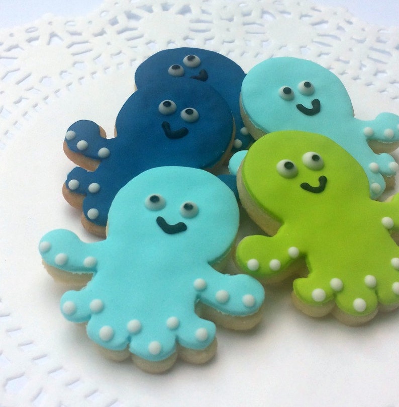 Octopus Sugar Cookies - Mini Cookies - Nautical Cookies - Etsy