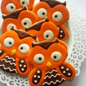 Fall Owl Sugar Cookies - 6 Cookies - Owl Cookie Favors or Gift Bag ...